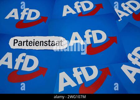 AFD-Pfeil und Schriftzug gesichert extremistisch AfD-Pfeil und ...