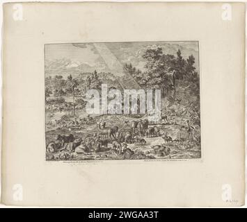 Adam gibt den Tieren Namen, Jan Saenredam, nach Abraham Bloemaert, 1604 ...
