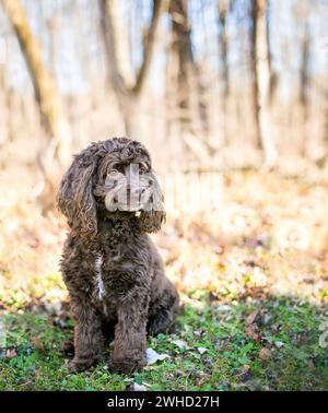 Ein Cockapoo Mischling Hund, ein Cocker Spaniel, Pudel, Kreuz, eine ...