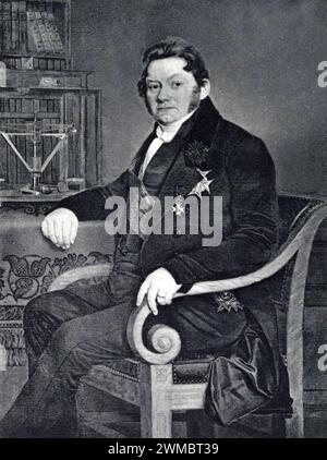Ein Porträt von Jöns Jacob Berzelius, dem schwedischen Chemiker, der ...