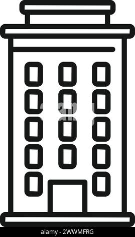 Mehrstöckige Wohnung Symbol Umriss Vektor. Stadtblock. Hausindustrie ...