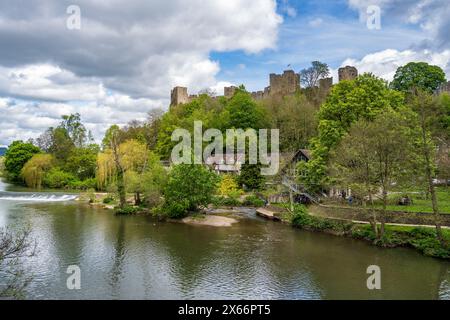 Ausblicke rund um Ludlow Millennium Green am Fluss Teme und der Dinham ...