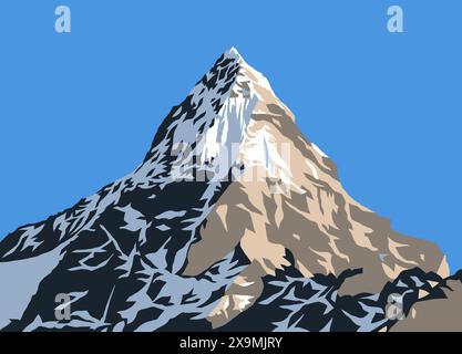 Abbildung eines Berges in Form einer Pyramide, Himalaya-Berge, schöner ...