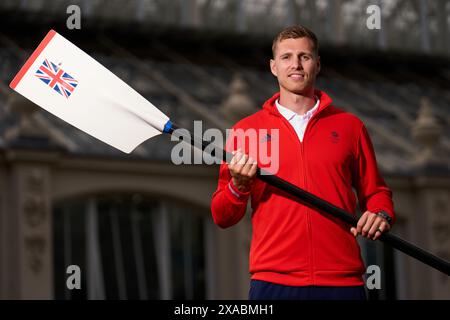 Rory Gibbs, Men’s Eight (M8+) bei der Ankündigung des Teams GB Paris ...