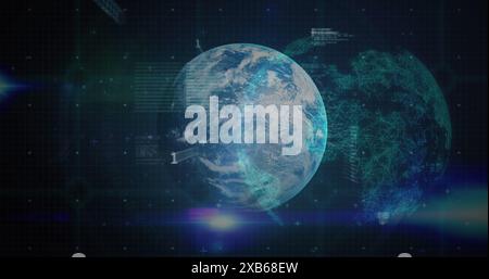 Digitaler Globus mit miteinander verbundenen Datenpunkten und ...