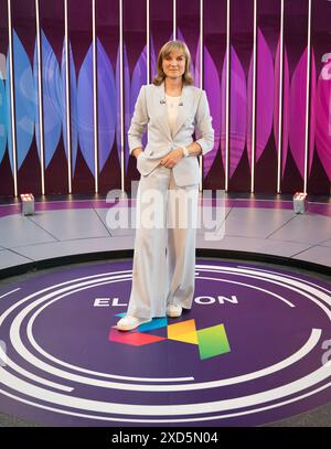 Die Moderatorin der BBC-Fragestunde, Fiona Bruce, am Set des heutigen ...