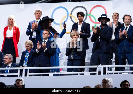 Thomas Bach (IOC-Praesident), Emmanuel Macron (Staatspraesident der Franzoesischen Republik ...