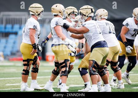 1. August 2024: Notre Dame Quarterback Steve Angeli (18) übergibt den ...