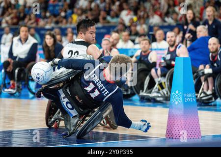 Lee Fredette (11) trifft bei einem Goldmedaillenspiel im Rollstuhl ...