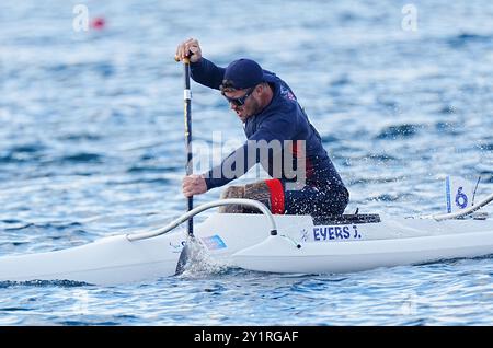 Der britische Jack Eyers ist auf dem Weg zum Silber im Va'a Single 200 ...