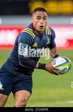 Aaron Smith von den Highlanders in Aktion während des Trans-Tasman ...