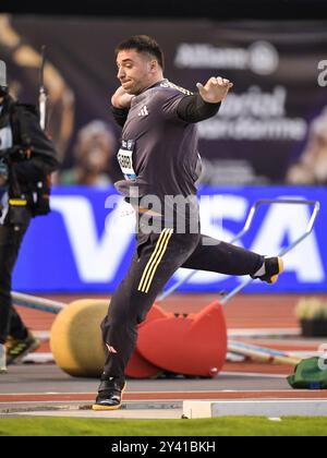 Leonardo Fabbri aus Italien trat beim Finale der Memorial Van Damme ...