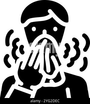 Husten Niesen Krankheit Symptom Glyph Symbol Vektor. Husten-Niesen ...