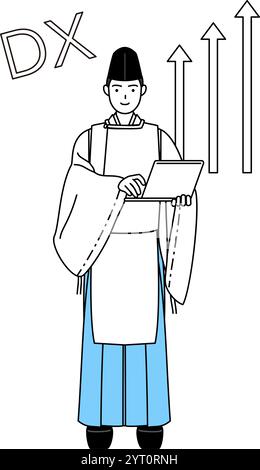 Bild von DX, Priester des Schreins, trägt einen Eboshi und Kariginu ...