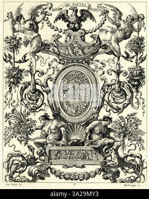 Eine Illustration aus dem „Livre de diverses Grotesques“ von 1873, die ...