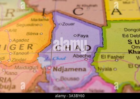 Tschad Auf Der Weltkarte - Geo Politische Karte Stockfotografie - Alamy