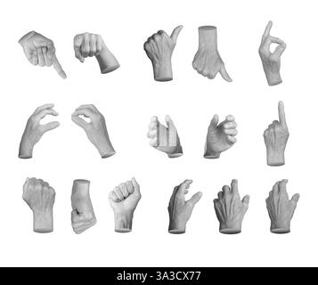 Die Hand einer älteren Frau in verschiedenen Gesten: Zeigen, Greifen ...