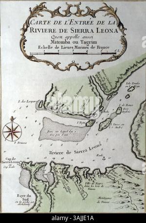 Diese historische Karte, die von Jacques Nicholas Bellin 1758 erstellt ...