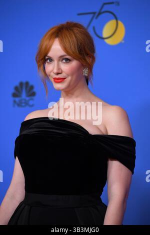 Christina Hendricks bei den Golden Globe Awards 75th, die am 7. Januar ...
