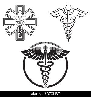 Sammlung von Caduceus medizinische Symbole Variationen, medizinische ...