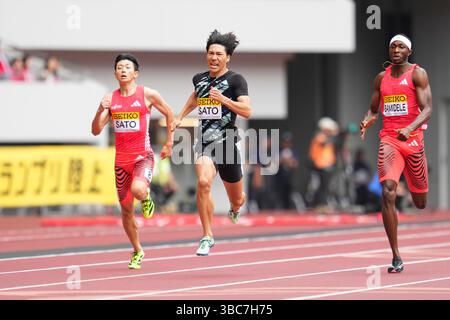(L-R) Kentaro Sato, Fuga Sato, Emmanuel Bamidele (VAE), 18. MAI 2025 ...