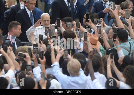 Italien, Castel Gandolfo (Rom), 13. Juli 2025: Papst Leo XIV. Während ...