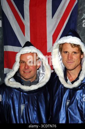 James Cracknell beim Start des ersten Rennens zum Südpol seit Scott und ...