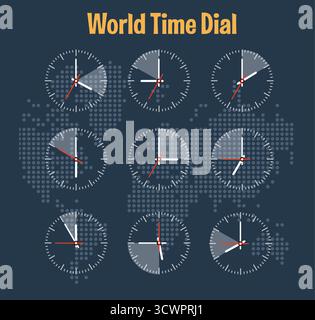 Welt Zeit Infografiken auf der Karte Hintergrund Stock-Vektorgrafik - Alamy