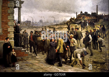 Robert Koehler (1850-1917). Deutschland Maler. Der Streik, 1886. Öl auf ...
