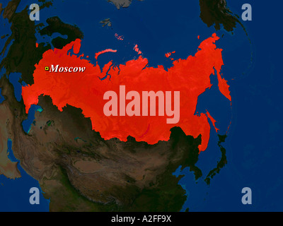 Farbe-Satellitenbild von Moskau, Russland. Bild aufgenommen am 21 ...