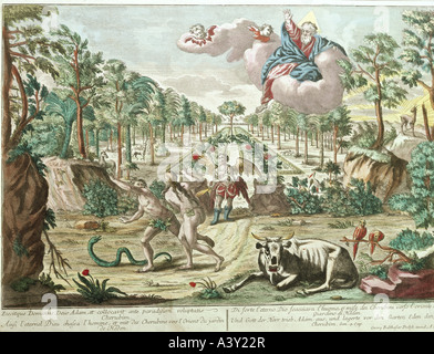 Die Vertreibung von Adam und Eva aus dem Paradies - von Benjamin West, 1791 Stockfoto, Bild ...