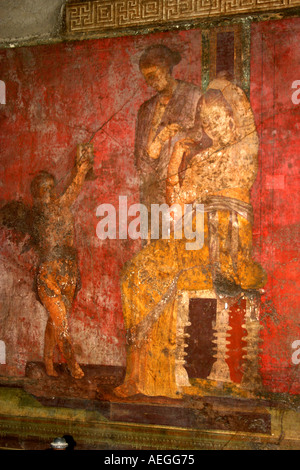 Pompeji Ruinen Wandbild Wandmalerei in der Casa dei Vettii Napoli ...