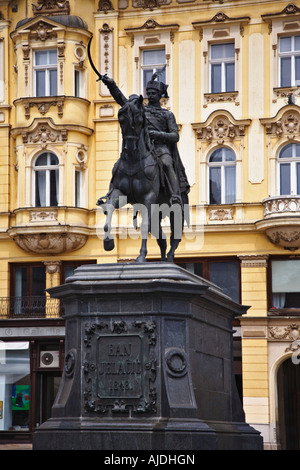 Ban Jelacic Monument auf dem zentralen Stadtplatz von Zagreb, in Zagreb ...