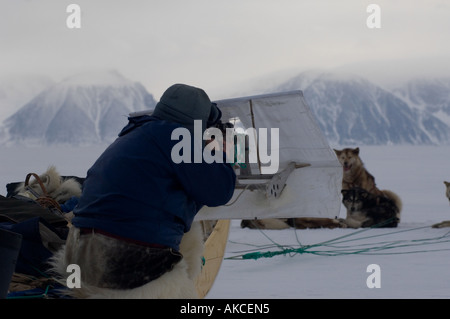 Traditionellen Subsistenz Inuit jagen Jagd Ringelrobbe Qaanaaq Grönland ...