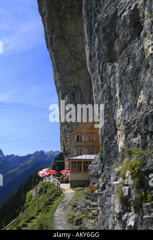 Berggasthaus Aescher im Alpstein-massiv, der Schweiz, Kanton Appenzell ...