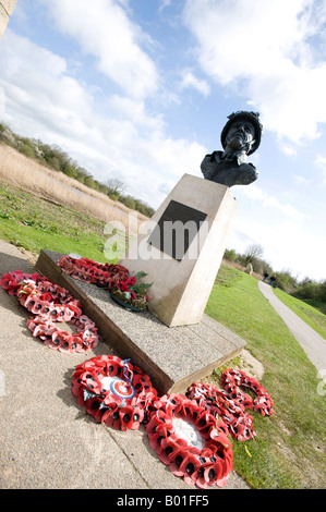 Statue von Major John Howard an Pegasus Bridge Kennzeichnung der ...