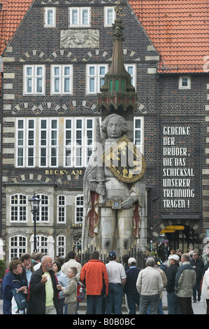 Mittelalterliche Roland Statue, Bremer Roland, Symbol für Gerechtigkeit ...