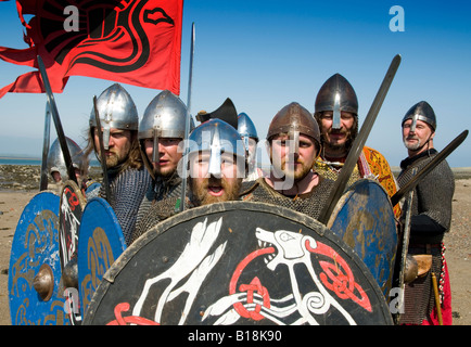 Wikinger Krieger Reenactment auf Lindisfarne, wo die "echte" Wikinger ...