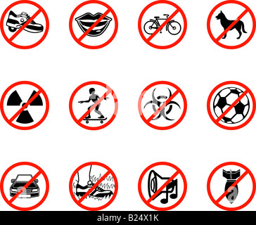 Festgelegte Verbot Symbole verbotener Zeichen verbotene Symbole Vektor ...