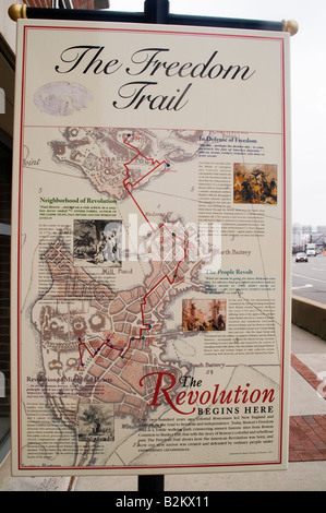 Symbol der Boston Freedom Trail zu Fuß auf dem Bürgersteig, Boston ...