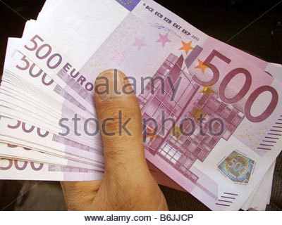 Euro (EUR) Banknoten und Münzen, der Europäischen Union (EU ...