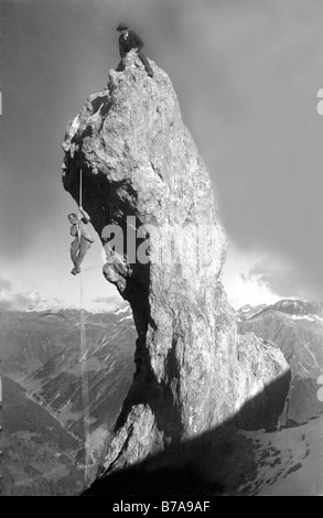 Historisches Foto, Bergsteiger, Sächsische Schweiz, Sachsen ...