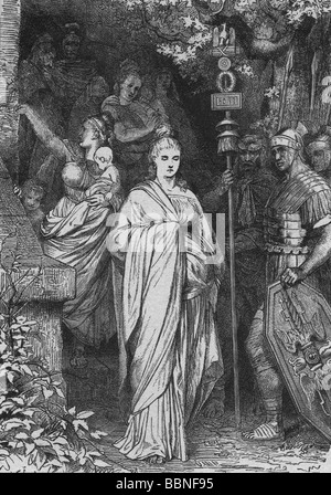 Thusnelda, ca. 10 v. Chr. - 17 AD, Frau des Arminius, Szene, als Slave ...