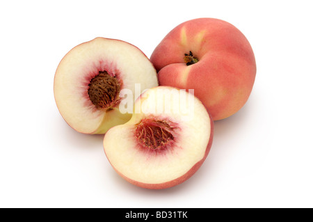 Weißer Pfirsich, White-konkretisiert Pfirsich (Prunus Persica Stockfoto ...