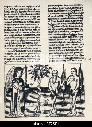 Erbsünde, Adam und Eva im Garten Eden späten c19th Chromolithographie Stockfotografie - Alamy