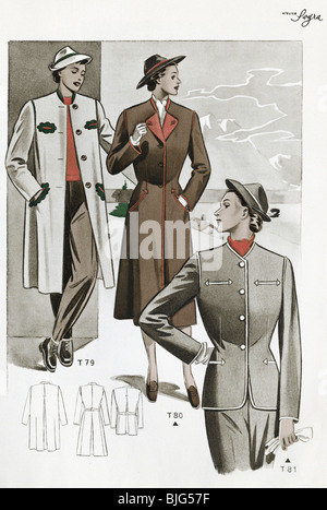 Mode, 1950er Jahre, Kleidung, Kleidung, Damenmode, traditionelle Mäntel ...