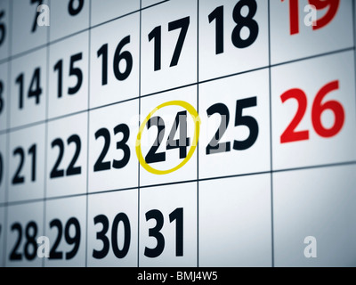 Kalenderblatt mit markierten Datum des 31 Stockfoto, Bild: 69114638 - Alamy