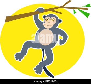 Illustration der Affe von Baum hängen Stockfotografie - Alamy