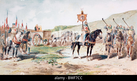 Kreuzfahrer auf dem Marsch. Die Kreuzzüge waren eine Reihe von ...