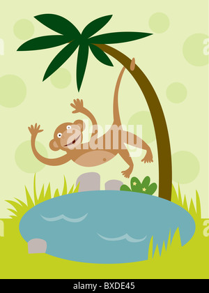 Illustration der Affe von Baum hängen Stockfotografie - Alamy